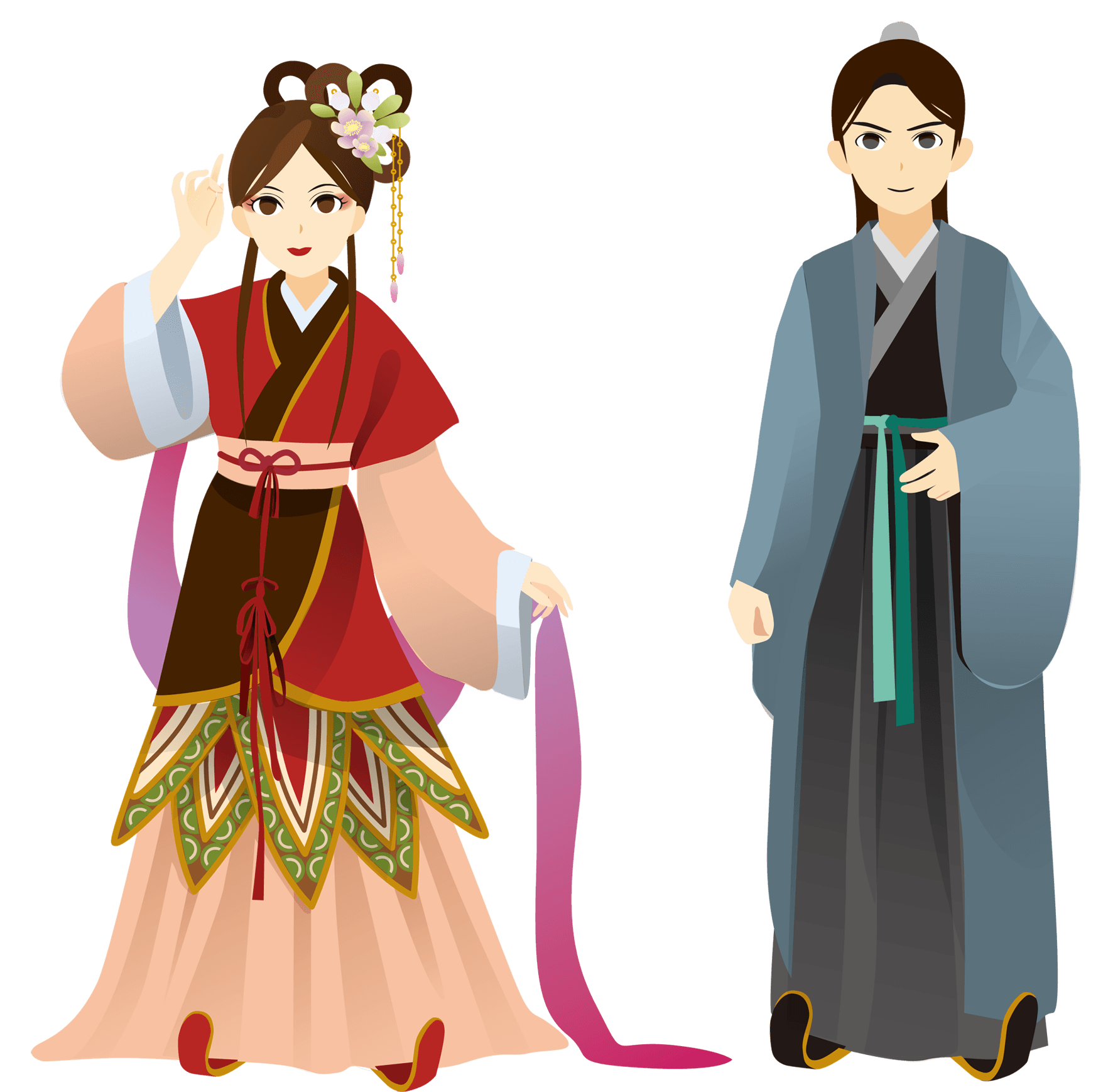 【中国】民族衣装 漢服(晋朝)の無料イラスト。 - Freeillust ꕤ Kyo