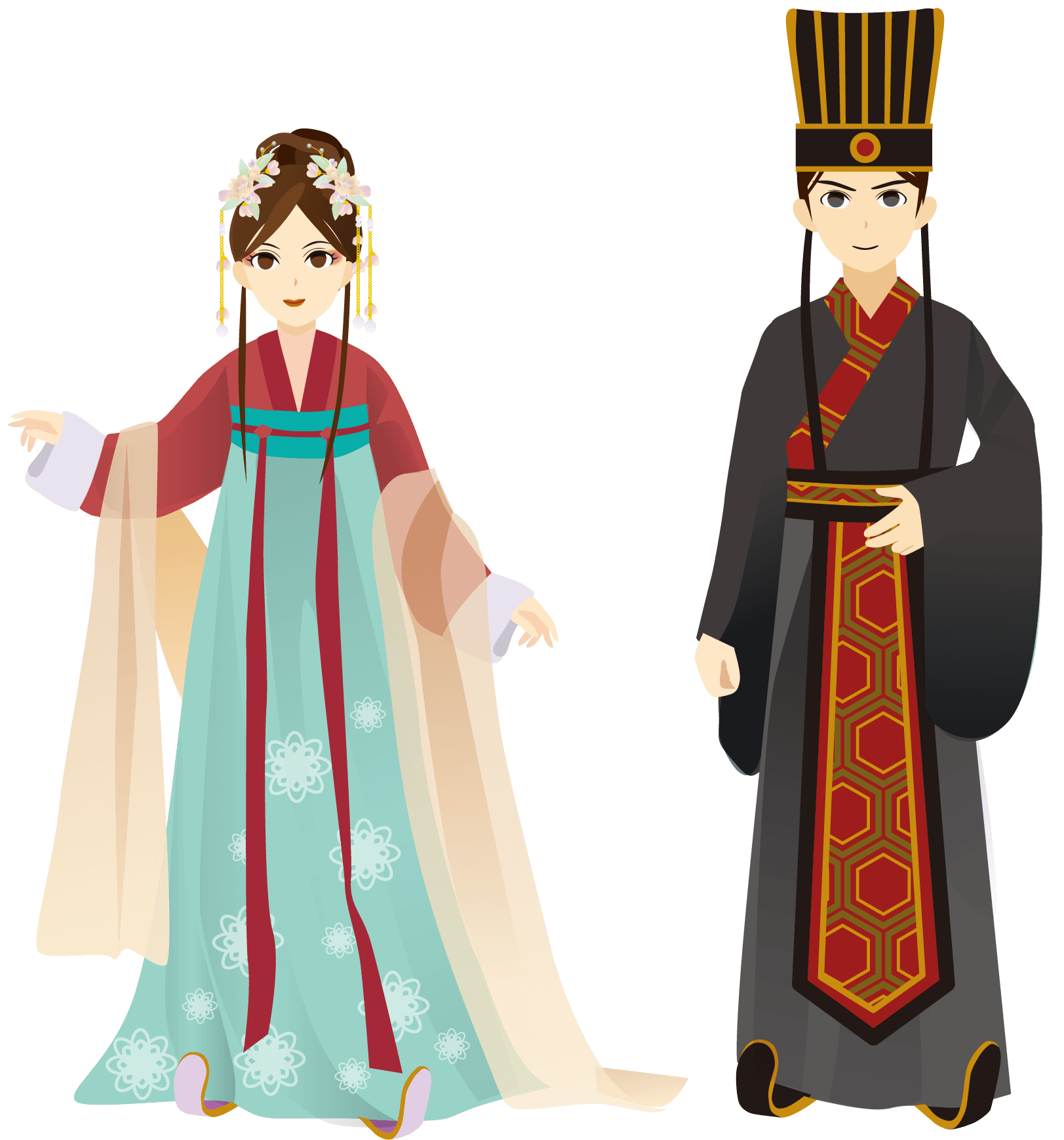 【中国】民族衣装 漢服(隋・唐王朝)の無料イラスト。 - Freeillust ꕤ Kyo